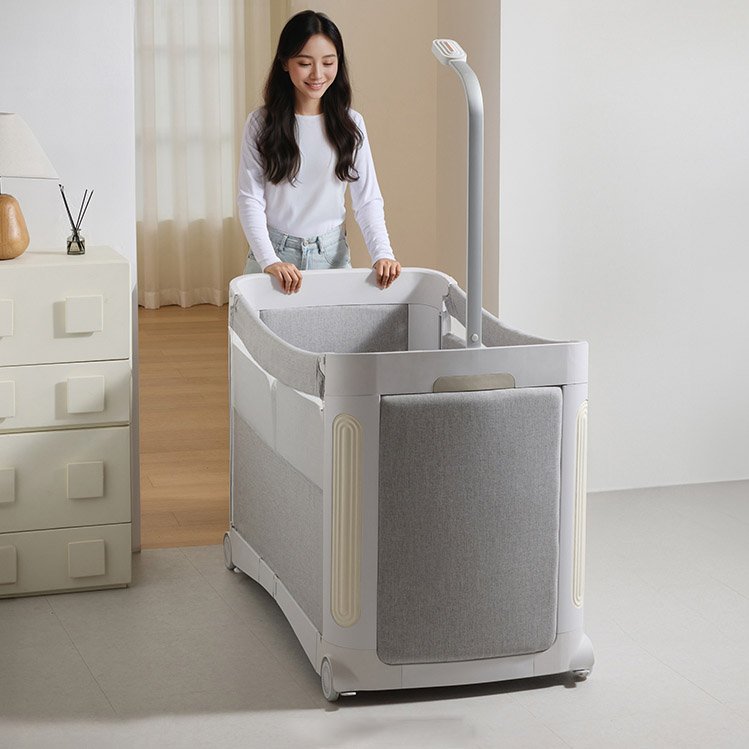 Foldable Mobile Smart Baby Crib with Camera and APP Control - chocchick
